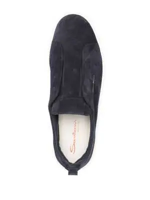 Santoni Logo-lettering Suede Sneakers - Blue