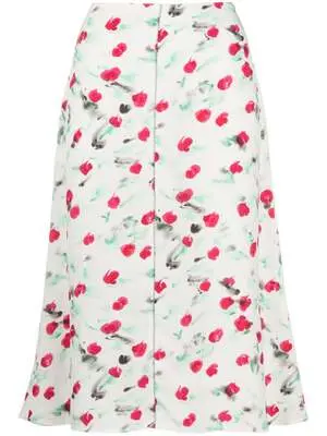 Marni Floral-print Midi Skirt - White
