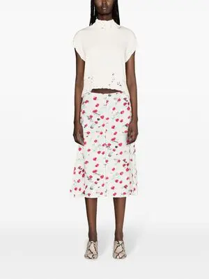 Marni Floral-print Midi Skirt - White
