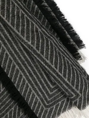 TOTEME Monogram-jacquard Striped Fringed Scarf - Black