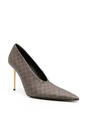 Balmain 100mm Mini Monogram-print Pumps