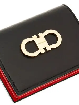 FERRAGAMO Gancini Logo-plaque Leather Wallet - Black