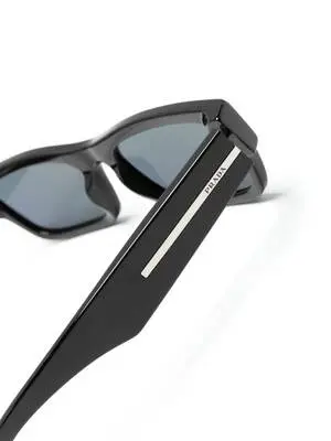 Prada Logo-engraved Rectangle Sunglasses - Black