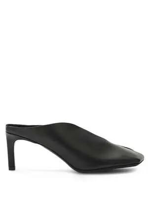 JIL SANDER Square-toe Leather Mules - Black