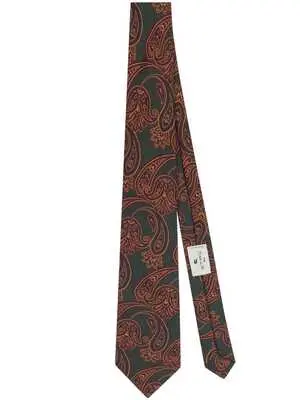 Etro Paisley-print Silk Tie - Green