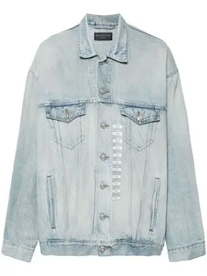 Balenciaga Logo-patch Denim Jacket - Blue