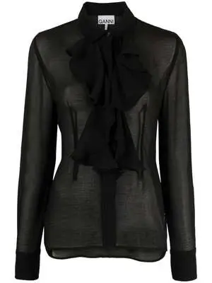 GANNI Ruffled Chiffon Shirt