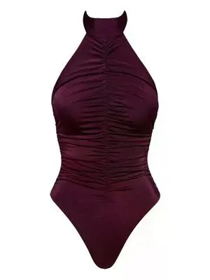 NOIRE SWIMWEAR Ruched Halterneck Swimsuit - Purple