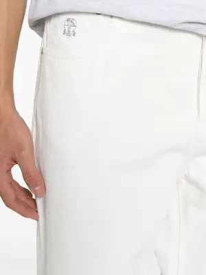 Brunello Cucinelli Logo-embroidered Cotton Jeans
