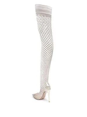 LE SILLA Gilda 120mm Rhinestone Fishnet Boots