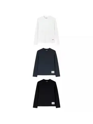 JIL SANDER Logo-patch Cotton T-shirt Set Of Three - Blue