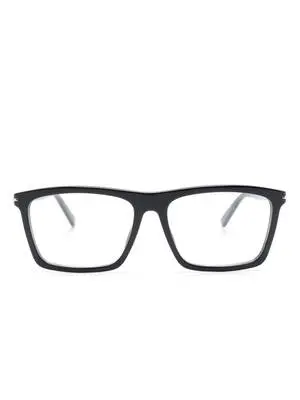 Gucci Logo Engraved Rectangle-frame Eyeglasses - Black