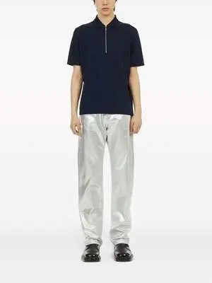FERRAGAMO Half-zip Cotton Polo Shirt - Blue