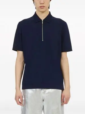FERRAGAMO Half-zip Cotton Polo Shirt - Blue