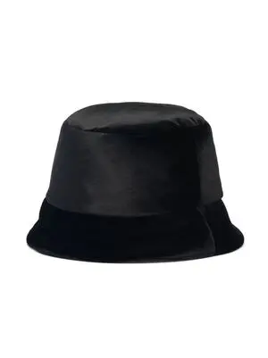 Prada Velvet Bucket Hat With Triangle Logo - Black