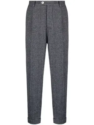 Brunello Cucinelli Checked Tapered Trousers - Blue