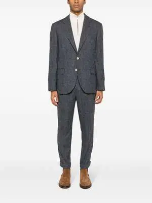 Brunello Cucinelli Checked Tapered Trousers - Blue