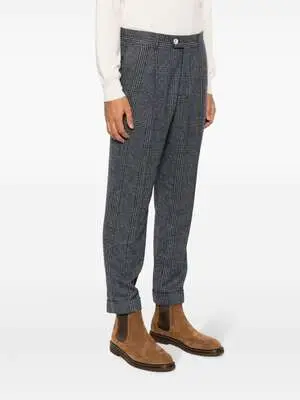 Brunello Cucinelli Checked Tapered Trousers - Blue