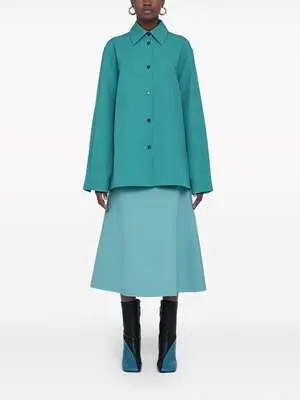 JIL SANDER Pointed-collar Wool Shirt - Blue