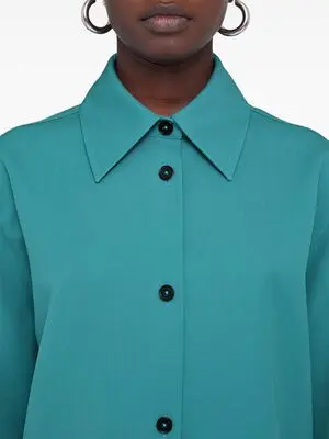 JIL SANDER Pointed-collar Wool Shirt - Blue
