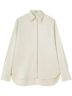 JIL SANDER Jil Sander Pointed-Collar Satin Shirt Neutrals