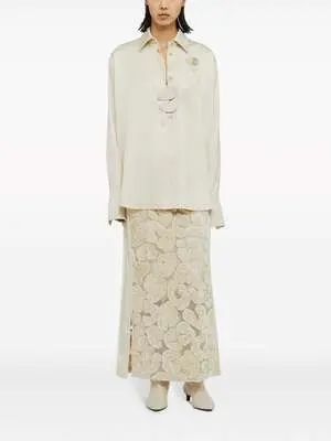 JIL SANDER Pointed-collar Satin Shirt - White
