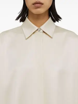 JIL SANDER Pointed-collar Satin Shirt - White