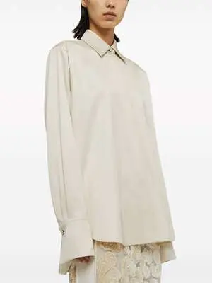 JIL SANDER Pointed-collar Satin Shirt - White