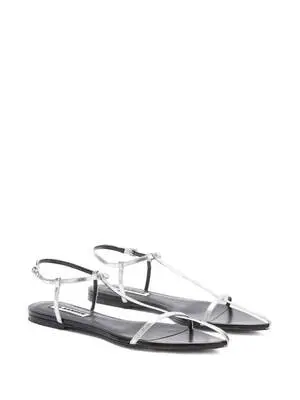 JIL SANDER Pointed Open-toe Leather Sandals - Grey