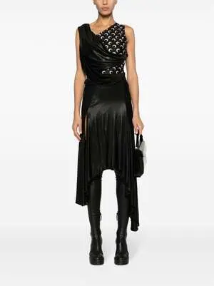 MARINE SERRE Crescent Moon Print Asymmetric Dress