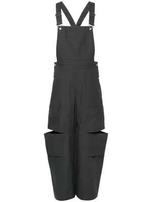 Gucci Logo-appliqué Cotton Dungarees - Grey
