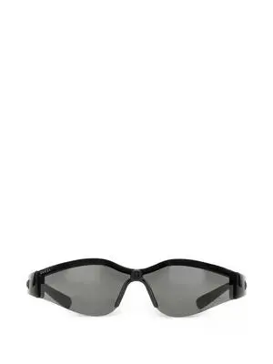 Gucci Logo-embossed Shield-frame Sunglasses - Black