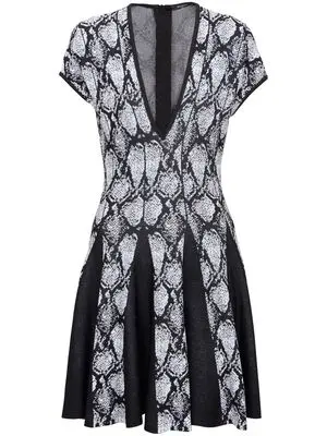 Balmain Python-jacquard Knitted Skater Dress