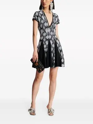 Balmain Python-jacquard Knitted Skater Dress