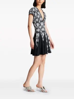 Balmain Python-jacquard Knitted Skater Dress