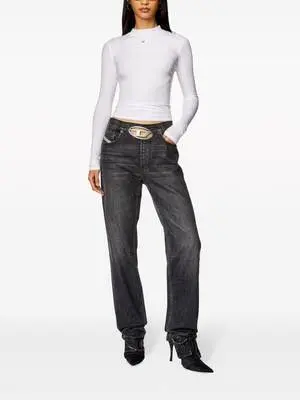 DIESEL® T-mokky-ls-microdiv Mock-neck Top - White