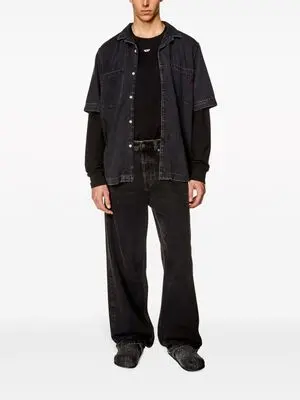 DIESEL® D-paroshort Short-sleeved Denim Shirt - Black