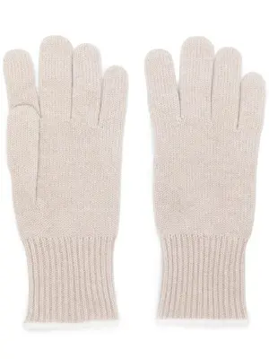 Brunello Cucinelli Cashmere Gloves With Contrasting Trim - Neutrals
