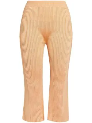 JIL SANDER Ribbed-panel Cropped Trousers - Orange