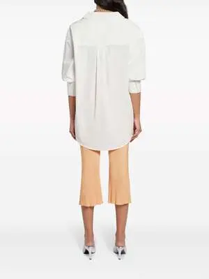 JIL SANDER Ribbed-panel Cropped Trousers - Orange