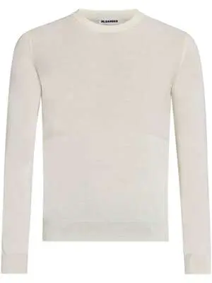 JIL SANDER Crew-neck Virgin Wool Jumper - Neutrals