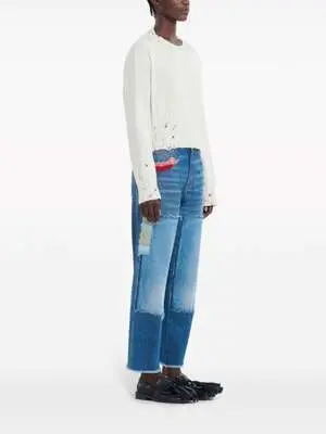 Marni Cropped Distressed Jumper - White