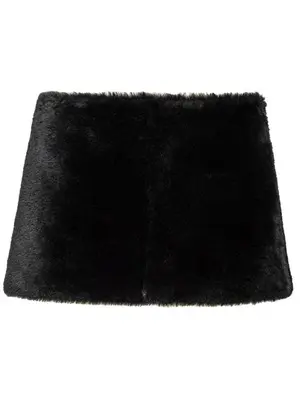 Prada A-line Shearling Mini Skirt - Black
