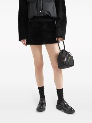 Prada A-line Shearling Mini Skirt - Black