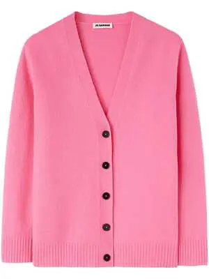 JIL SANDER V-neck Wool Cardigan - Pink