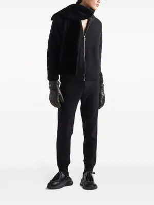 Prada Wool-cashmere Cardigan With Triangle Logo - Black