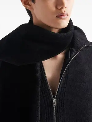 Prada Wool-cashmere Cardigan With Triangle Logo - Black