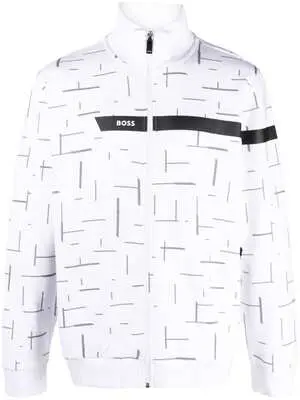BOSS Logo-print Zip-up Sweatshirt - White