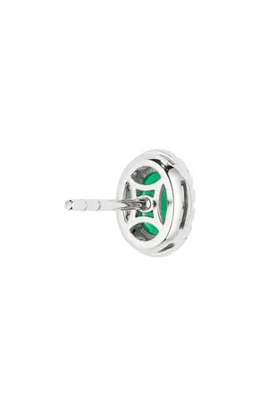 VALANI ATELIER Emerald & Diamond Halo Stud Earrings - 14k White Gold