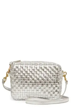 Clare V. Midi Sac Woven Crossbody Bag - Silver